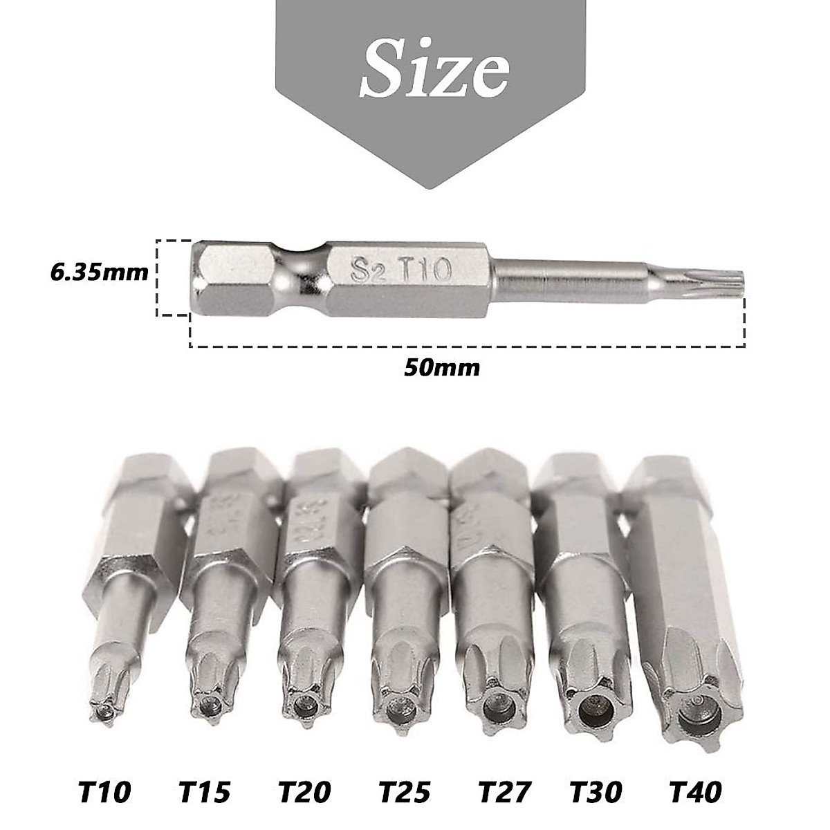 Mesee 5 Point Security Star Torx Screwdriver Bits Set 14Pcs Security Star Torx Screwdriver Bits 5-Pointed Screwdriver Bit for Electric Hand Screw Driver Drill Bits, 50mm Length