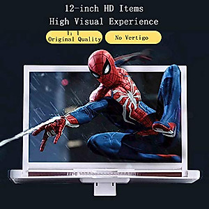 12" Screen Magnifier for Cell Phone 3D HD Magnifing Projector Screen Enlarger Smartphone Desktop Bracket Universal Cellphone Screen Magnifier Holder (Black)
