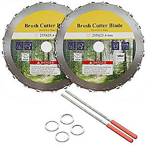Brush Cutter Blades 9" x 20 Tooth，2 Pcs Chainsaw Weed Eater Saw Blades with 2 Round Files and 4 Washers for Brush Cutters, String Trimmers and Weed Wacker
