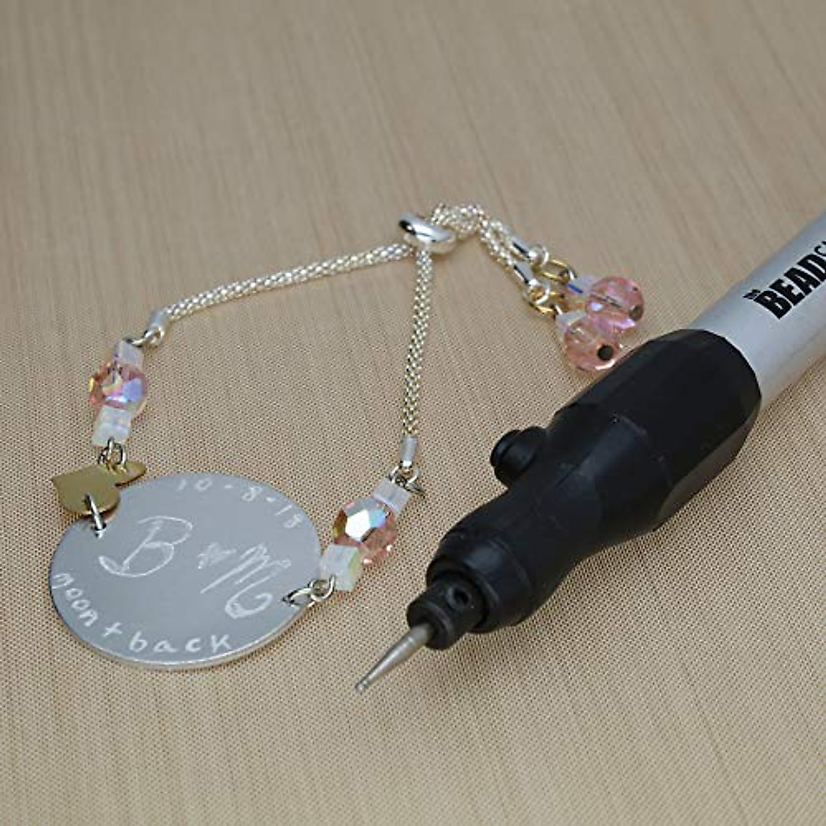 The Beadsmith Micro Engraver, 6.25", Battery Operated (2xAAA), 2 Round Diamond-Tip Bits and Hex Key, Engraver, Polisher, and Mini Sander for Detail Metal Engraving, Wood Carving, and Jewelry Polishing