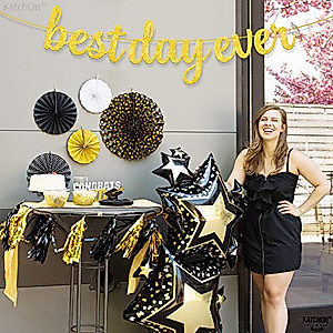 KatchOn, Gold Best Day Ever Banner - 10 Feet, No DIY | Gold Glitter Best Day Ever Sign, Graduation Decorations | Best Day Ever Decorations, Wedding Day Decorations, Graduation Party Decorations 2023