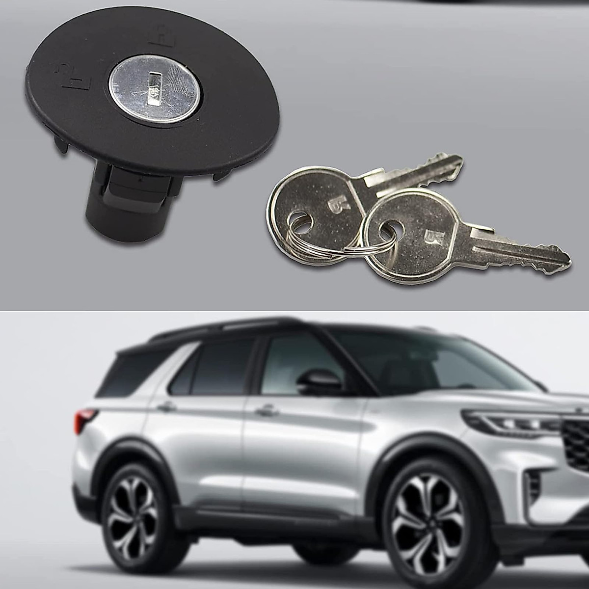 GKmow Pack-1 Locking Fuel Tank Gas Cap, Lock Filler Plug for Edge Escape Expedition Explorer F150 Fiesta Flex Focus Fusion Taurus # 8U5Z-9C268-B (Black)