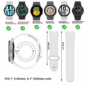 Sport Bands for Samsung Galaxy Watch 7/6/5/4/FE Band 40mm 44mm/Watch 6 Classic 47mm 43mm/Watch 4 Classic 46mm 42mm Women/Men,Silicone Strap for Samsung Watch 5 Pro 45mm,No Gap replacement Wristband