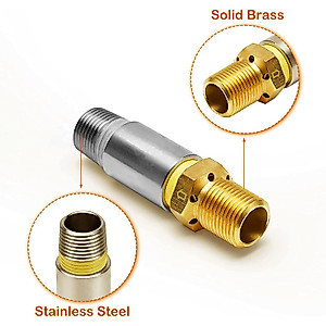 MCAMPAS 1/2" Air Mixer Nozzle Valve for Natural Gas Propane Gas LPG Fire Pit Burner. 100% Brass Air Mixer Nozzle with 304 Stainless Steel 1/2" Female NPT to 1/2" Male NPT (150.000 BTU)