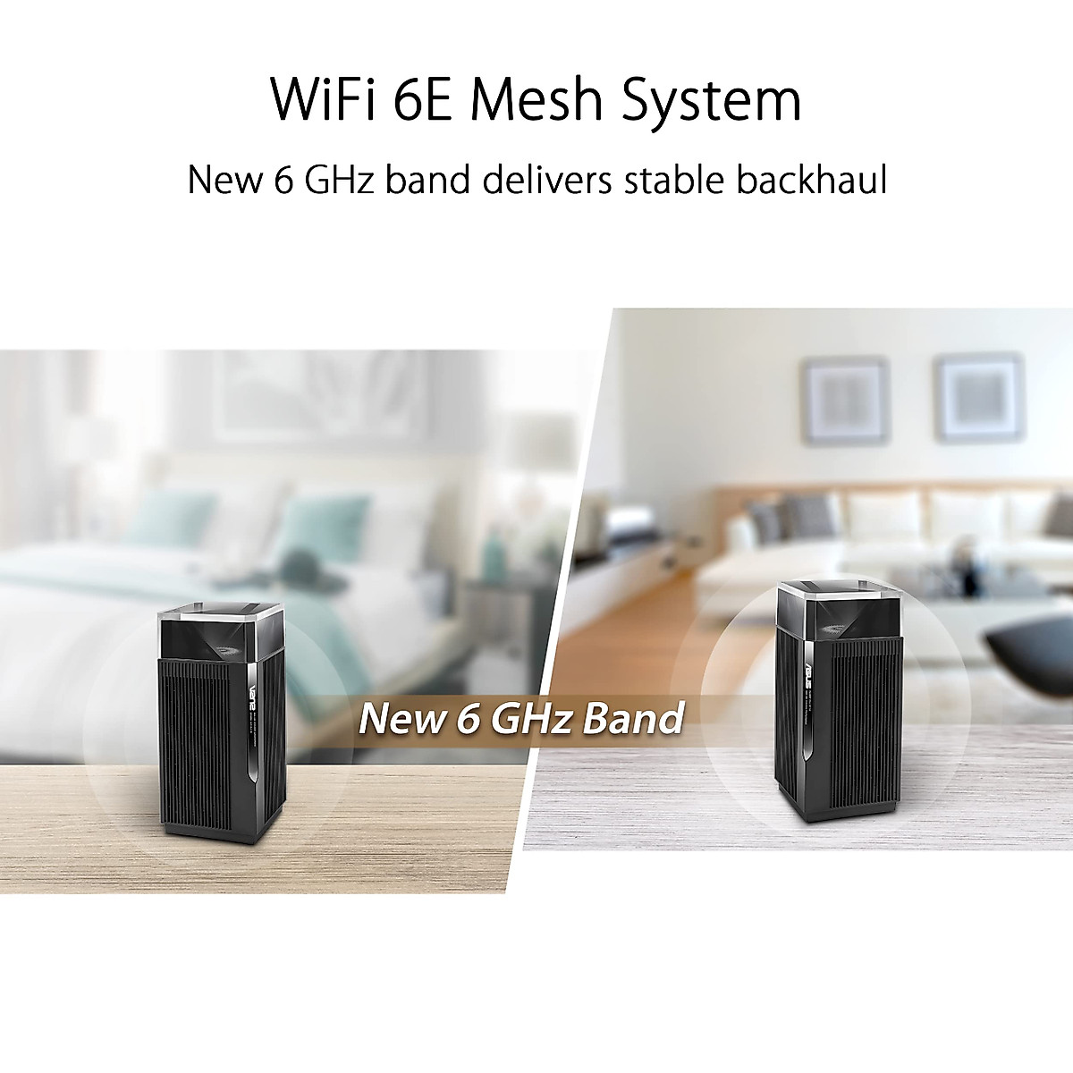 Asus ET12 AXE11000 Whole-Home Tri-Band Mesh WiFi 6E System Coverage up to 610 Sq. Mtr/6,000 Sq. ft.,11Gbps WiFi, 3 SSIDs, Free Security & Parental Controls, Dual 2.5G Ports LAN Aggregation 2 Pack