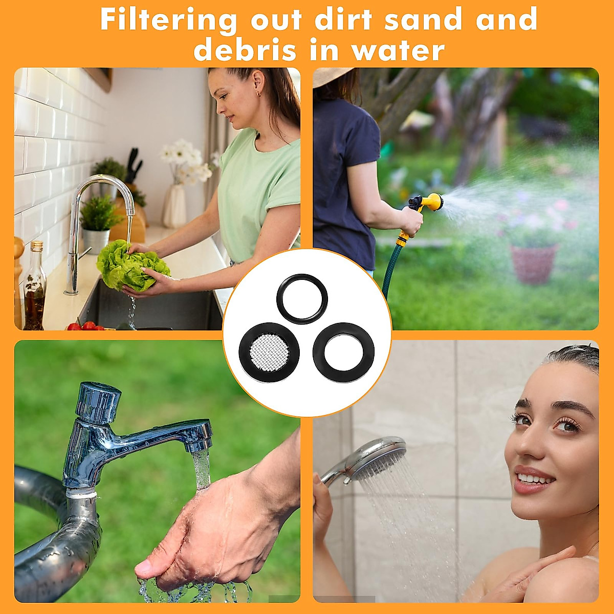 PEOVLVN 32 Pieces Rubber Washers, 1/2 Inch Garden Hose Gasket Faucet Washers Assorted Kit includes 10 O-Ring Washers 14 Flat Hose Washers 8 Filter Net Shower Hose Gasket Washers, 583762_1_DkASpycaS