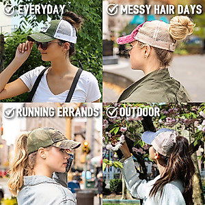 Ponyflo Mesh Back Ponytail and Messy Bun Ponycap with Full Back Opening (Emily Charcoal)