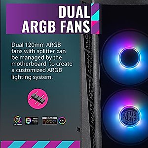 Cooler Master MasterBox MB320L ARGB Micro-ATX with Dual ARGB Fans, DarkMirror Front Panel, Mesh Front Intake Vents, Tempered Glass Side Panel & ARGB Lighting System