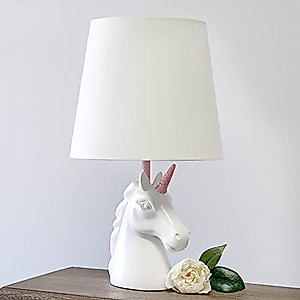 Simple Designs LT1078-PNK Sparkling Glitter Unicorn Table Lamp, Pink