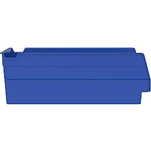 Akro-Mils 30150 Plastic Shelf Bins, Heavy Duty Storage Bins for Garage, Closet, and Drawer Organization, 12-Inch x 6-1/2-Inch x 4-Inch, Blue, 12-Pack