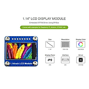 Waveshare 1.14inch LCD Display Module IPS Screen with 65K RGB Colors 240×135 Resolution SPI Interface