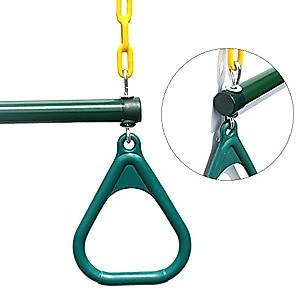 Take Me Away 18'' Trapeze Swing Bar Rings 48'' Heavy Duty Plastic Coated Chains Swing Set Accessories Playground Swing seat, Green