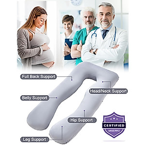 MISERRO Pregnancy Pillows for Sleeping Cooling, Bamboo Rayon Cotton Blend Pregnancy Pillow, Soft Full Body Maternity Pillow, Pregnancy Must Haves (Gray, 57inches)