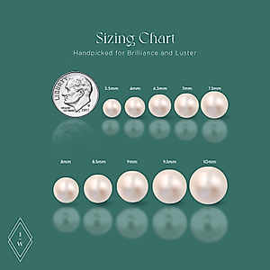 ISAAC WESTMAN Nickel Free Sterling Silver White Freshwater Cultured Pearl Stud Earrings, Hypoallergenic Earrings with Genuine Cultured Pearls, Flat Back Button Pearl Earrings (6 mm)