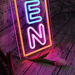MEFFIAO LED Neon Open Sign for Business, 16.5"x 12" Adjustable Brightness Open Sign, supplied with USB and regulator provided, suitable for party bar salon coffee shop hotel wall decoration neon sign…