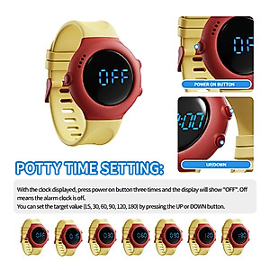 Potty Training Timer Watch for Boys and Girls,Kids Training Toilet Timer Watch,Waterproof,Rechargeable,Music Tones,Automatic Timers Plays Music,Alarm,Baby and Toddler Potty Train Toilet Time Aid