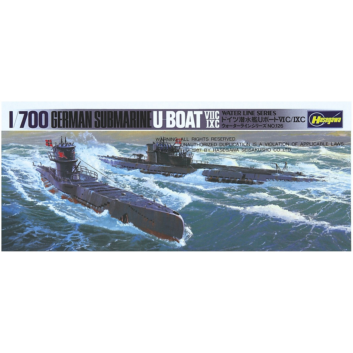 Hasegawa 901 1/700 Water Line Series German Navy Submarine U-Boat 7C/9C Plastic Model