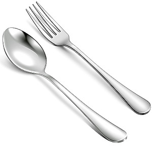 Hiware 48-piece Forks and Spoons Set, Stainless Steel Silverware Flatware Set for Home, Kitchen or Restaurant - Mirror Polished, Dishwasher Safe