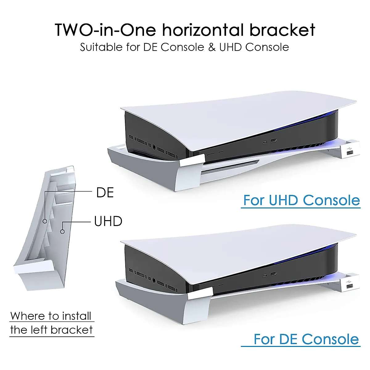 Geekria Horizontal Stand Compatible with PS5 Console with 4-Port USB Hub,PS5 Accessories Base Holder Compatible with Playstation 5 Digital & Disc Editions,1 USB 2.0 Data Port & 3 Charging Port