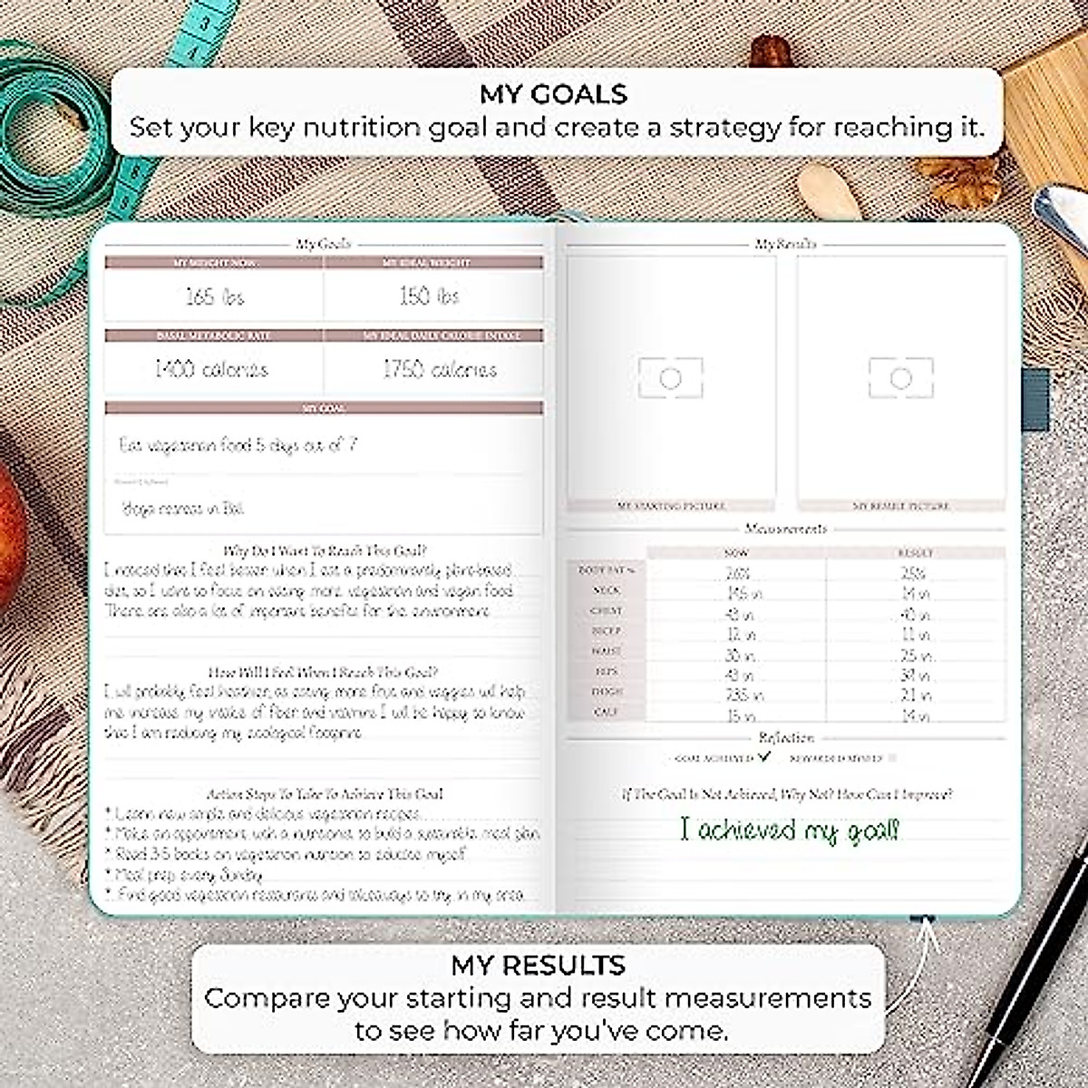 Legend Meal Planner – Weekly Meal Prep & Nutrition Journal with Grocery List & Weight Loss Tracker – Diet & Wellness Diary Log – Undated 12-Month Food Notebook – Hardcover, A5 Size (Aquamarine)