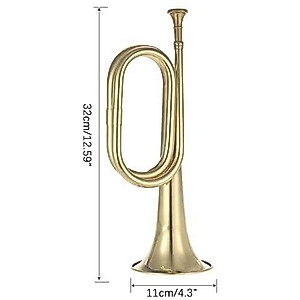 TUOREN Gold Bugle Cavalry Trumpet Brass Instrument for School Band Cavalry Beginner Military Orchestra W/Carrying Bag