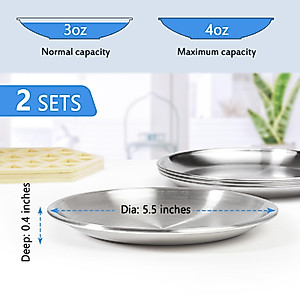 Stainless Steel Cat Dishes for Food and Water Bowls for Kittens and Baby Cats Small Pets Relief of Whisker Fatigue -2 Sets Shallow Style