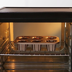 SWETON Non-stick Canele Molds Baking Pans for Cupcakes, 6Cavities Muffin Pan for Oven Baking