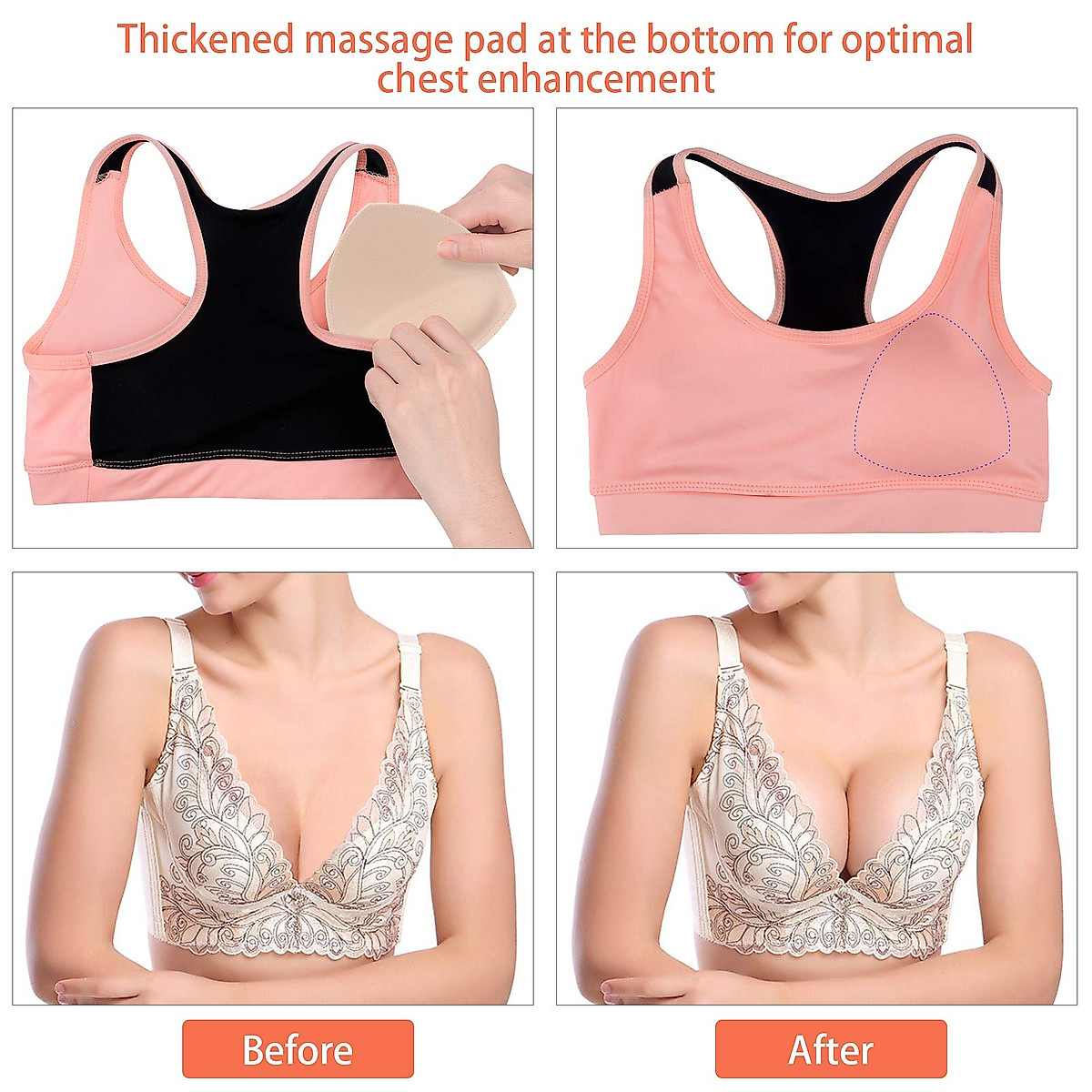 Awpeye Bra Pads Inserts 10 Pairs, Sports Bra Pads Inserts for Women (Beige, Black, White)