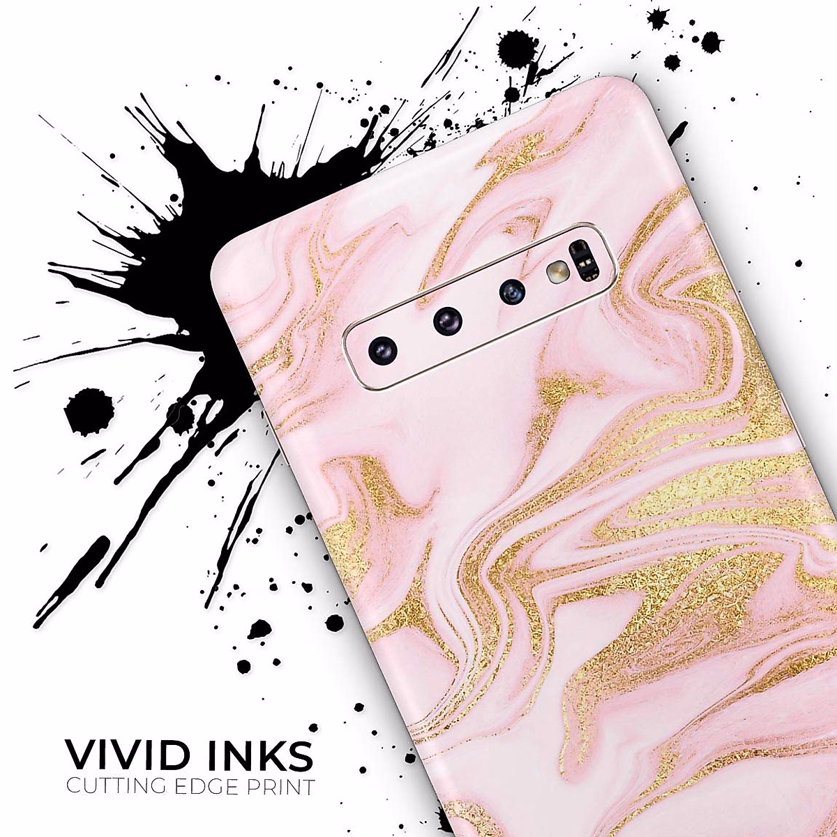 DesignSkinz Rose Pink Marble & Digital Gold Frosted Foil V11 2 Protective Vinyl Decal Wrap Skin Cover Compatible with The Samsung Galaxy S20 (Screen Trim & Back Glass Skin)