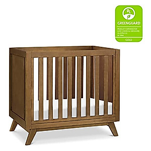 DaVinci Otto 3-in-1 Convertible Mini Crib with 4" Mattress in Walnut, Greenguard Gold Certified