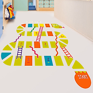 SuperDuo Cartoon Lattice Floor Decal Digital Brain Puzzle Games Kitchen Room Floor Decor Number Hopscotch Footprint Floor Sticker Track Ladder Number Games Sticker for Kids Room Classroom Nursery
