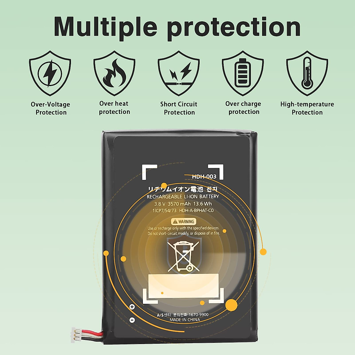 Pickle Power Switch Lite Battery, HDH-003 Battery Replacement for Switch Lite HDH-001 Game Console with Tool Set