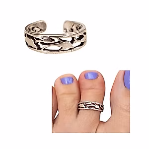Handmade Silver Swimming Dolphins Adjustable Toe Ring, 925 Sterling Silver, Marine Ocean Animal Dainty Open Toe, Pinky or Knuckle Rings for Women, By MiYa Jewelry Creations