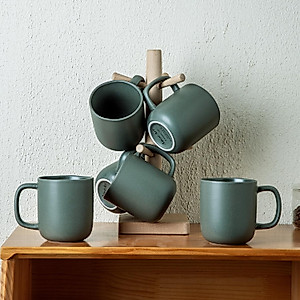 AmorArc 14oz Coffee Mugs Set of 6, Ceramic Coffee Mugs with Large Handle & Wavy Rim for Latte/Hot Cocoa/Tea, Stylish Coffee Mugs for Men Women. Oven,Dishwasher&Microwave Safe, Reactive Glaze