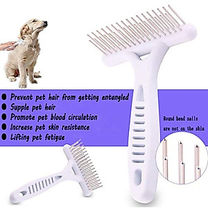 Cdycam Tear Stain Remover Combs, Professional Pet Stainless Steel Grooming Brush, Undercoat Rake and Flea Dog Cat Combs, Effectively Clean Mucus and Stains (4 Packs)