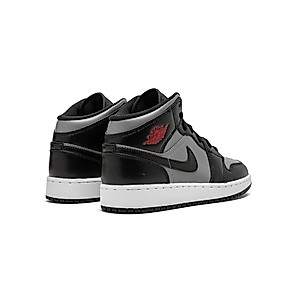 Nike Jordan Youth Air Jordan 1 Mid (GS) 554725 096 - Size 4.5Y, Black, Gym Redparticle Grey, 4.5 Big Kid