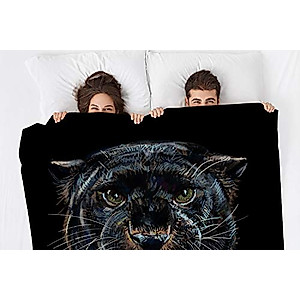 HGOD DESIGNS Animal Throw Blanket,Black Panther Roaring Tatto Design Soft Warm Decorative Throw Blanket for Bed Chair Couch Sofa 50"X60"