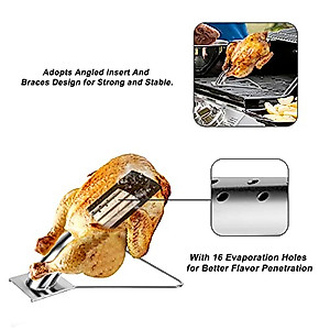 Skyflame Stainless Steel Rotisserie Kit with Heavy Duty Rotisery Motor and Stainless Steel Vertical BBQ Chicken Roaster Rack