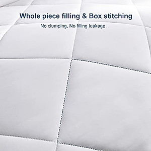 CozyLux Queen Size Bedding Comforter Duvet Insert - Quilted White Comforters with Corner Tabs, 1800 Series Soft Siliconized Fiberfill All Season Down Alternative Bed Comforter - Box Stitched