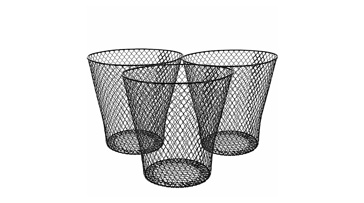 BOSS CLASS Wire Mesh Waste Baskets - Pack of 3, 9in Black Office Trash Cans
