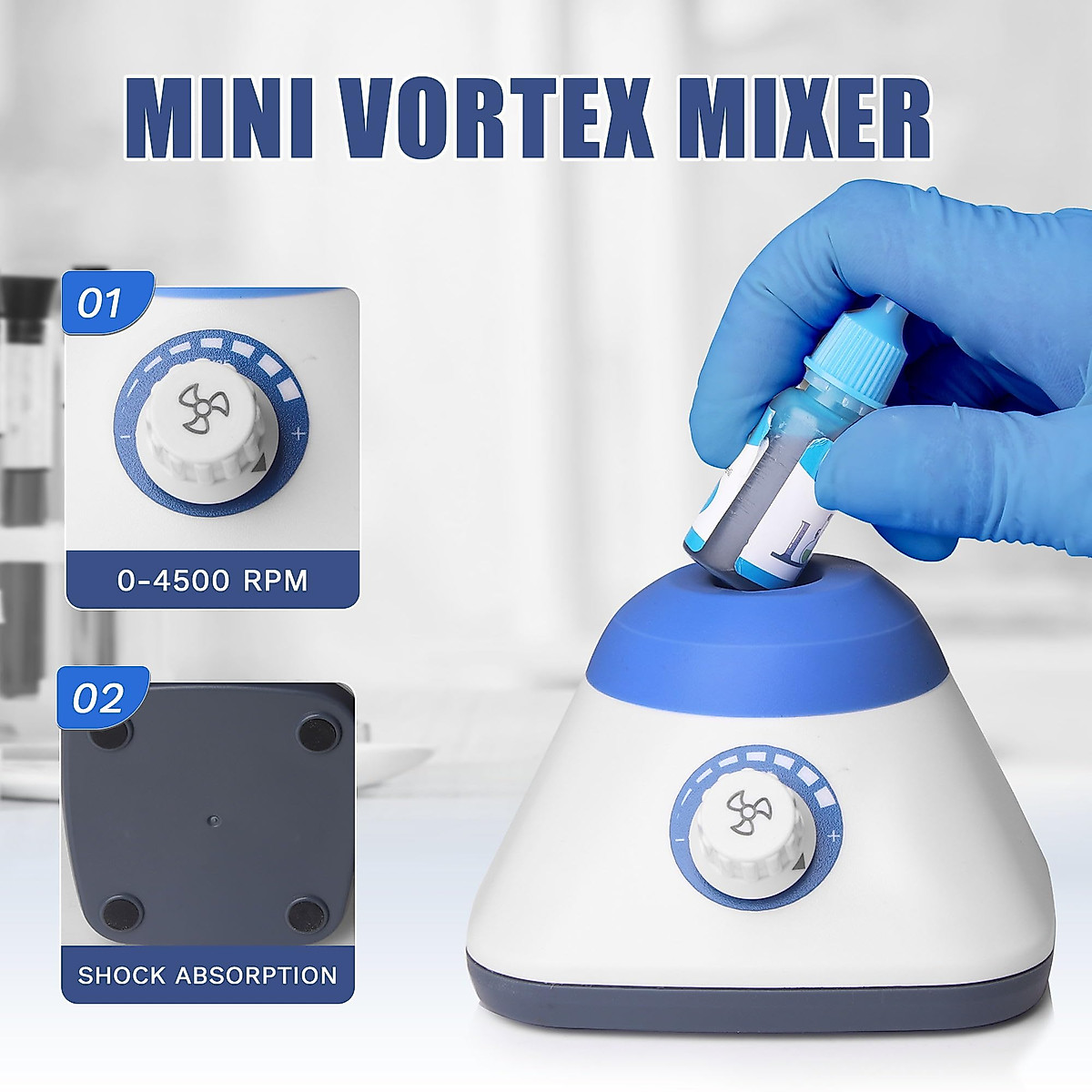 Cekegon 0-4500rpm Mini Vortex Mixer, Vortex Paint Mixer with Touch Function, 21mm Orbital Diameter Lab Vortex Shakers for Tubes, Miniature Paint, Nail Polish, Mix Up to 50ML