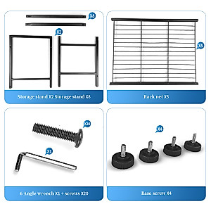 SUNLPH 5-Tier Wire Shelving Metal Rack Shelves, Standing Storage Shelf Units Flat for Laundry Bathroom Kitchen Pantry Closet Organization (Black, 16.9" L x 12.2" W x 53.4" H)