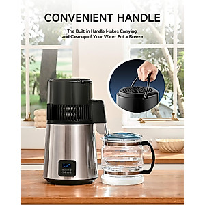 CO-Z Water Distiller for Home, 1350W 4L Distilled Water Machine for CPAP Machine with Control Panel & Glass Container, 1.1 Gal. Stainless Steel Water Distilling Equipment with Essential Oil Wine Modes
