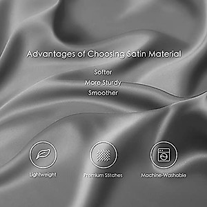 Love's cabin Silk Satin Pillowcase for Hair and Skin (Dark Gray, 20x30 inches) Slip Pillow Cases Queen Size Set of 2 - Satin Cooling Pillow Covers with Envelope Closure