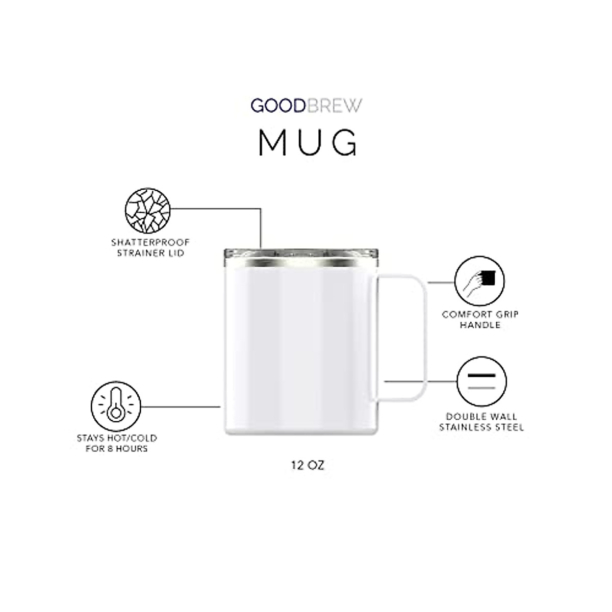 GOODBREW GoodBrew Camp Mug Stainless Steel Insulated Mug with Strainer Lid Double Wall Comfortable Grip