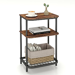 Sedegn Side Table, Small Nightstand, Bedside Tables, End Table for Living Room, Bedroom, Office, Bathroom, Small Spaces, Rustic Brown