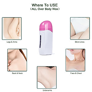 Portable Wax Warmer For Hair Removal, LIARTY Electric Depilatory Roll On Wax Heater Home Waxing Kit for Travel, At-home Waxing, SPA (Pink)