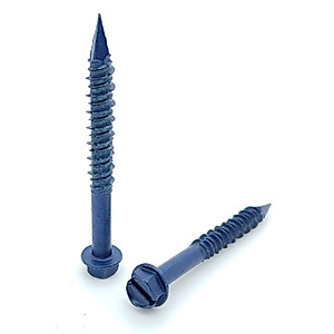 SNUG Fasteners (SNG500) 100 Qty 1/4" x 2-1/4" Hex Head Diamond Tip Concrete Screws to Anchor Masonry, Block & Brick