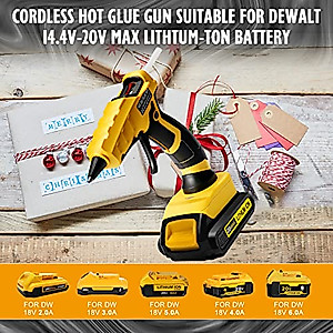 2AH Battery Cordless Hot Glue Gun for Dewalt, Suitable for Dewalt 18V Max Lithium-ion Battery, for Arts & DIY & Repairs, 30s Quick Preheat Hot Melt Glue Gun with 30 Pcs Glue Sticks(7 * 150mm)