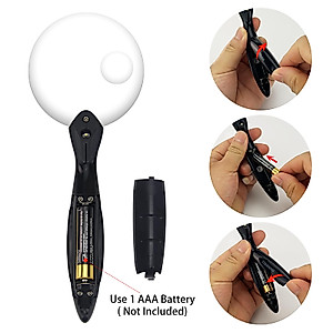 HONGUT LED Magnifier with Light, Handheld, Battery-Operated（3X &5X），Handheld，for ReadingBooks,Newspaper,Inspection (3-Pack)
